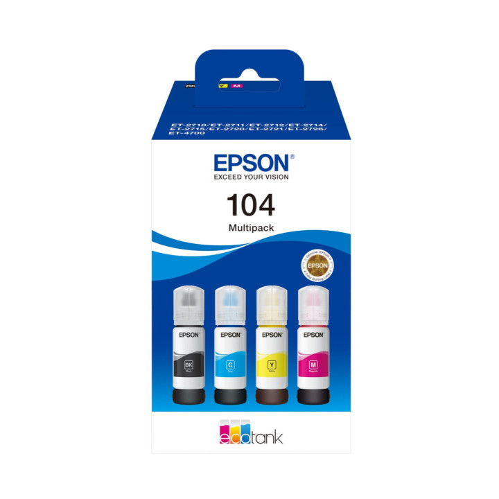 Pack de 4 cartouches d'encre Epson 104 Noir et couleurs