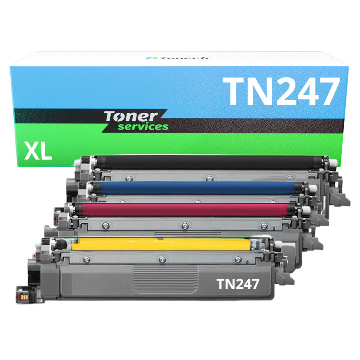 Pack de 4 toners compatibles Brother TN247 XL Noir et couleurs