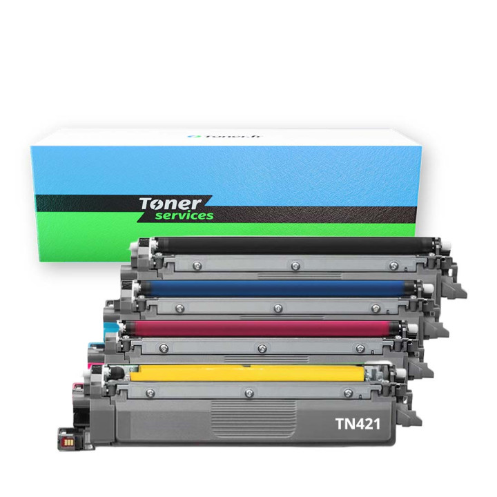 Pack de 4 toners compatible Brother TN421 Noir et couleurs