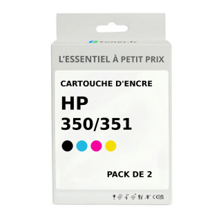 Pack de 2 cartouches d'encre Hp by Second 350/351 Noir et couleurs
